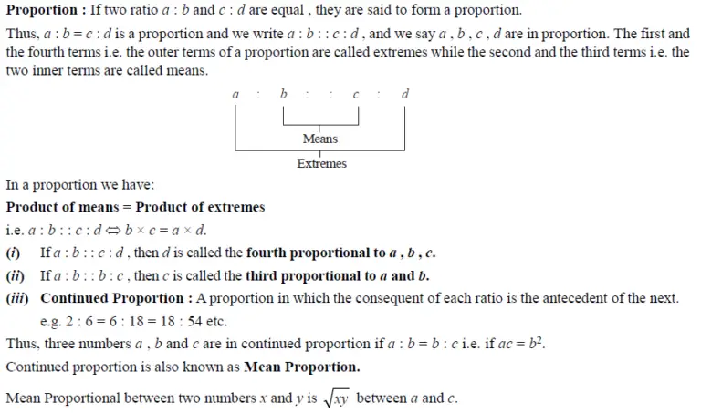 Ratio & Proportion formulas - Mathematics for SSC examination Notes